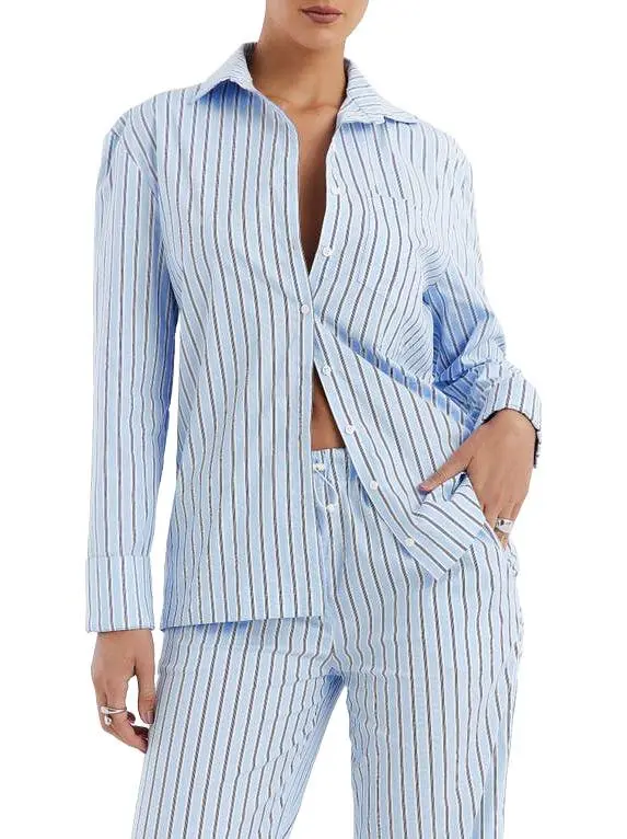 MISTRESS ROCKS Stripe Boxy Shirt - Blue