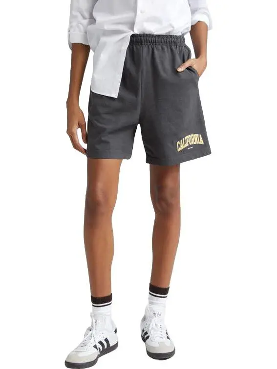 SPORTY & RICH Cotton Jersey Gym Shorts - Faded Black