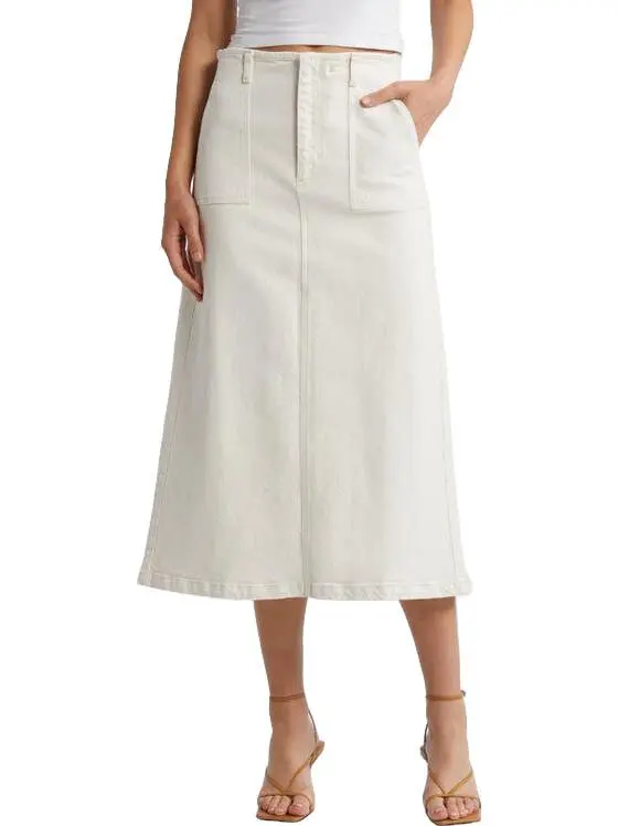 LE JEAN Jocelyn Denim Midi Skirt - Bone