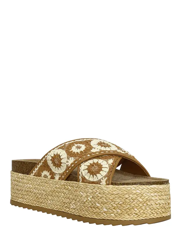 AZALEA WANG Saco Platform Slide Sandal - Brown