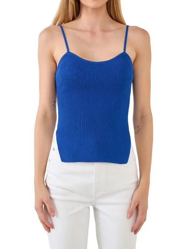 Endless Rose Ribbed Corset Camisole - Blue