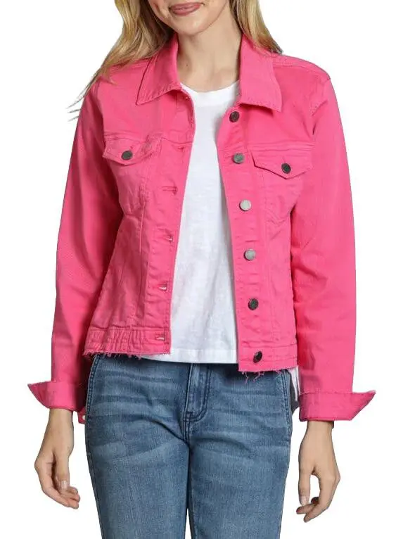 APNY Frayed Denim Trucker Jacket - Pink