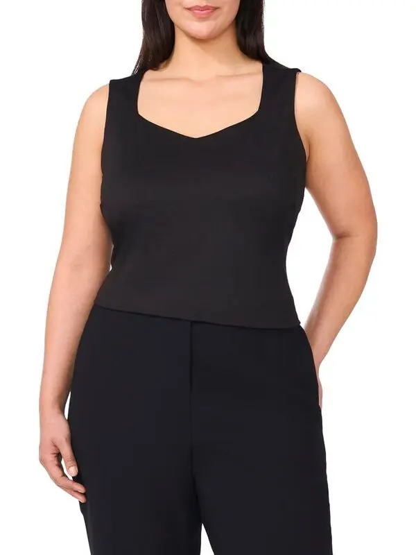 Halogen Sleeveless Sweetheart Neck Knit Shell - Rich Black