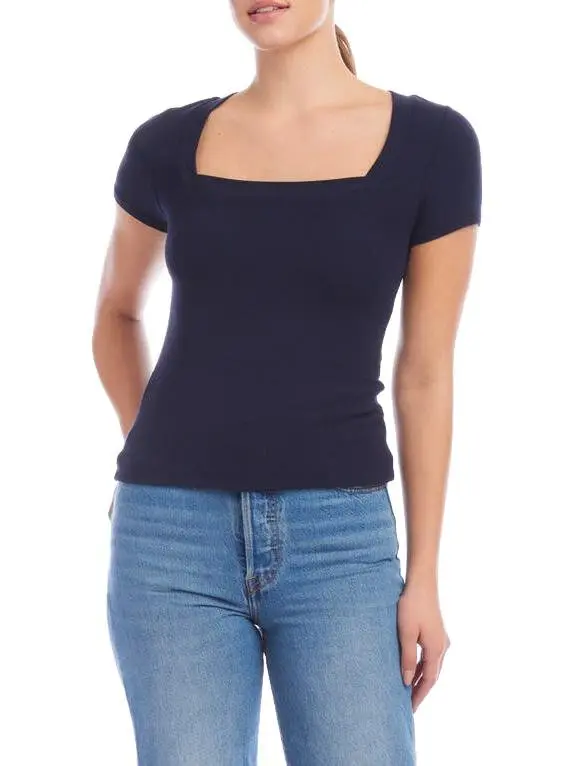 Fifteen Twenty Mindy Square Neck Rib Top - Navy