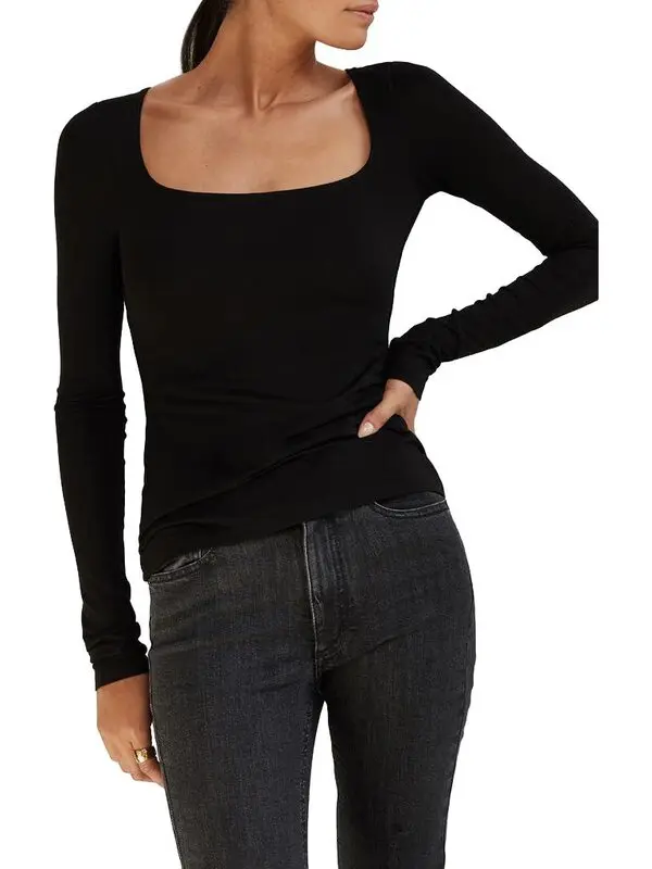 MARCELLA Yvonne Square Neck Jersey Top - Black