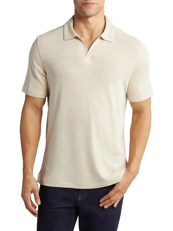 Johnston & Murphy Linen Blend Johnny Collar Polo - Sand