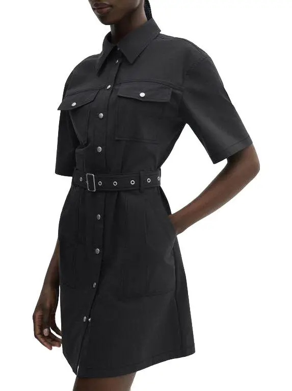 Mango Belted Shirtdress - Black
