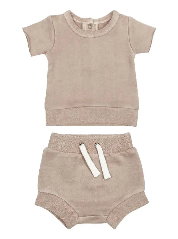 L'OVEDBABY Organic Cotton T-shirt And Shorts Set - Oatmeal