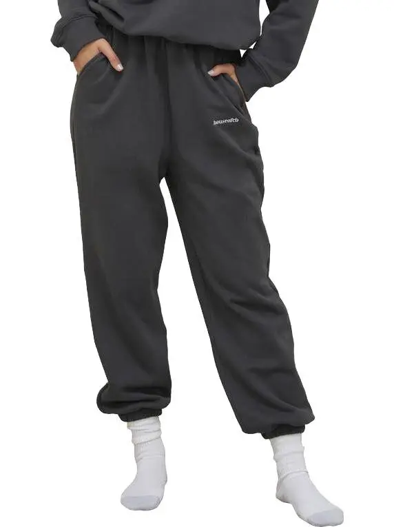 House Of Cb Logo Cotton Joggers - Charcoal