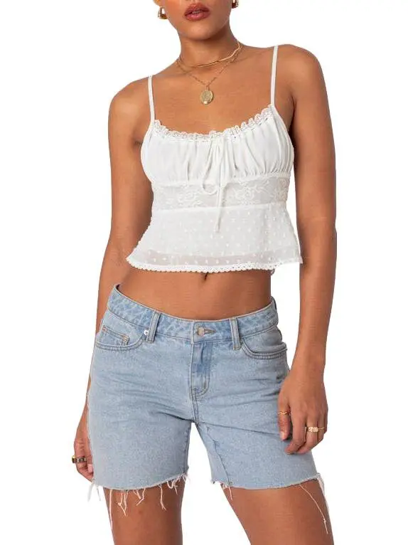EDIKTED Wendy Tie Back Lace Camisole - White