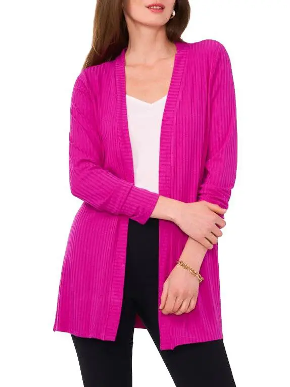 Chaus Open Front Ribbed Cardigan - Hot Pink