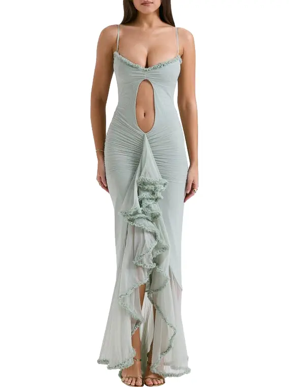 House Of Cb Gabriella Keyhole Gown - Aqua