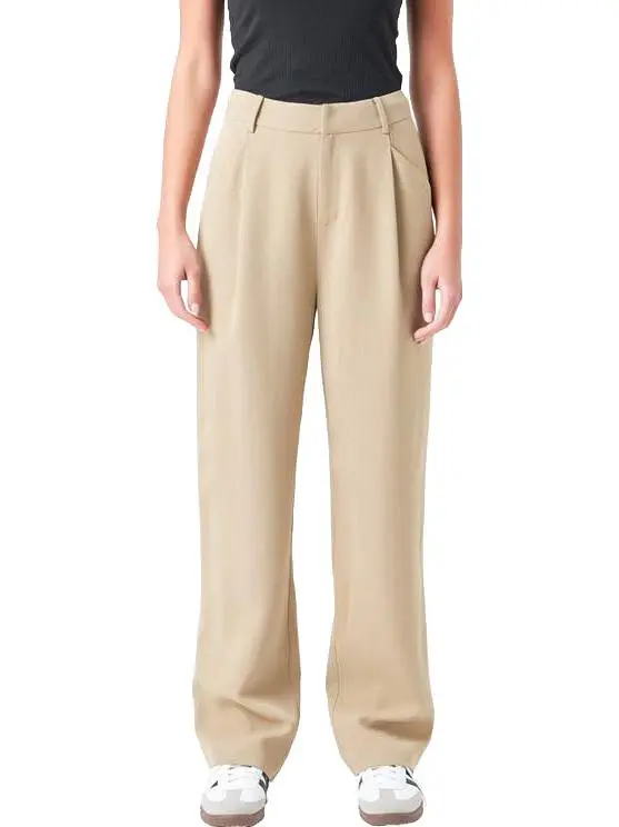 GREY LAB High-rise Wide Leg Trousers - Khaki