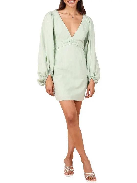 PETAL & PUP Emilina Long Sleeve Minidress - Sage