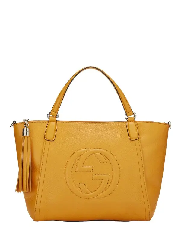 Gucci Grained Leather Soho Top Handle Bag - Orange