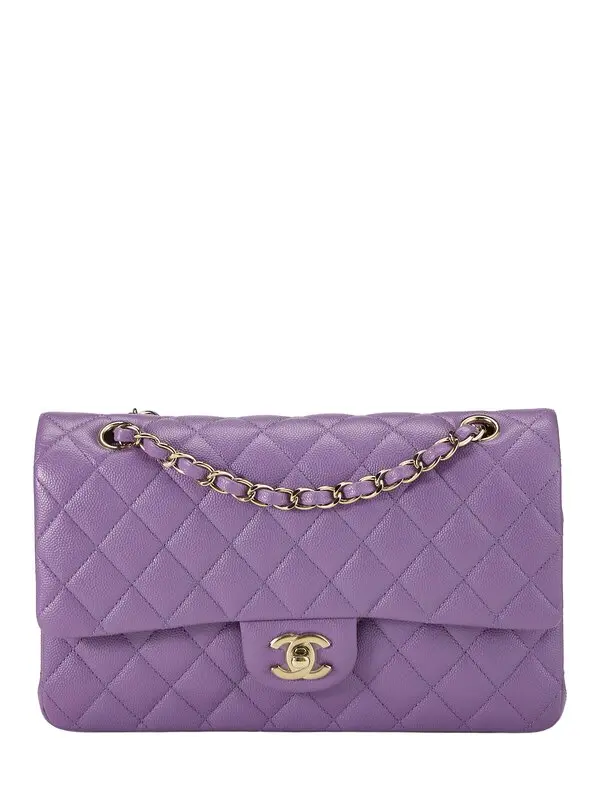 Chanel Quilted Caviar Classic Double Flap Medium - Purple