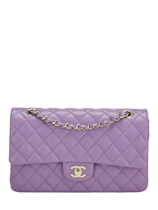 Chanel Quilted Caviar Classic Double Flap Medium - Purple