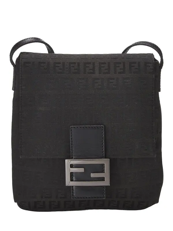 Fendi Zucchino Canvas Tube Messenger Bag - Black