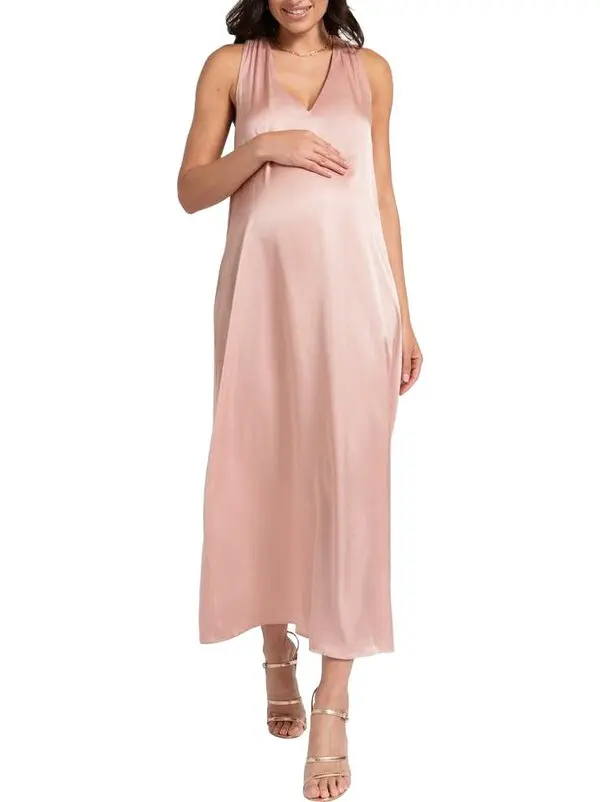 Seraphine Convertible Satin Maxi Maternity Dress - Blush