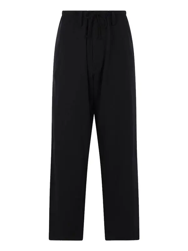 Yohji Yamamoto Oversized Wool Gabardine Trousers - Black