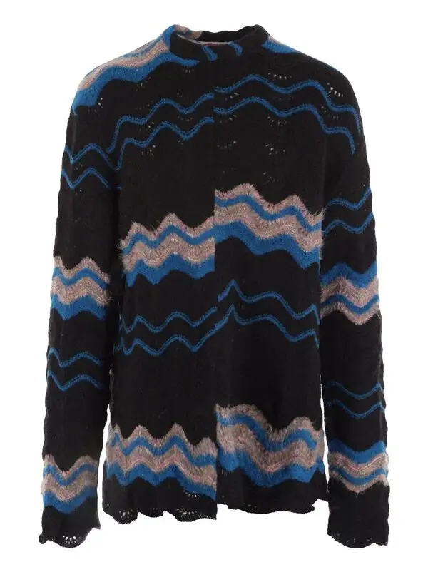 VITELLI Broken Waves Jacquard Pullover - Black+blue