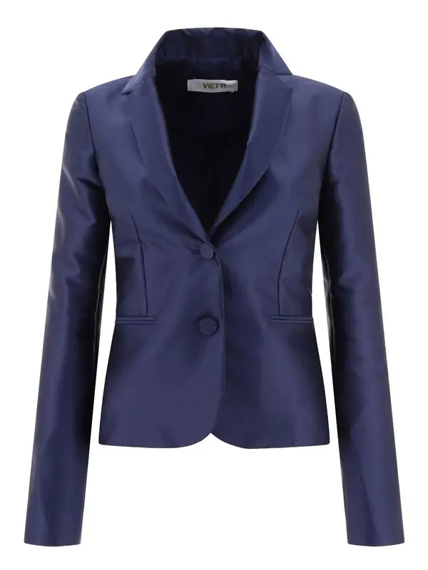 F.IT Satin Single-breasted Blazer - Blue