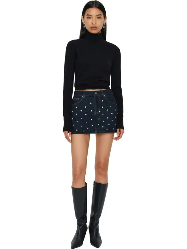REFORMATION Hazel Low Rise Denim Mini Skirt - Blue