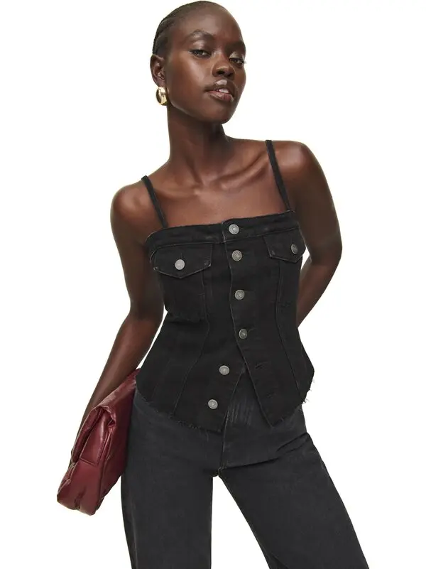 REFORMATION Coco Bustier Top - Black