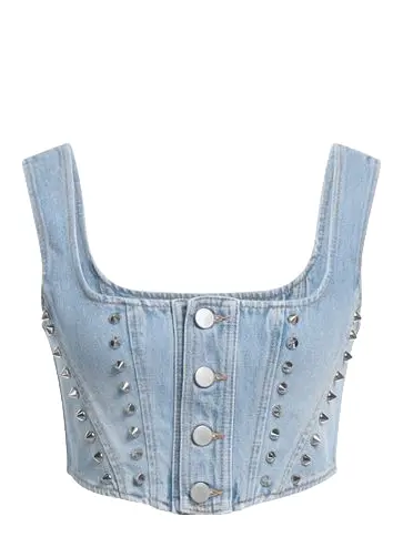 Alessandra Rich Cropped Denim Top - Blue