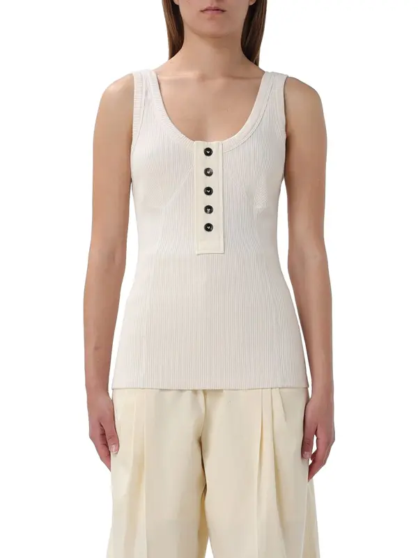 Bottega Veneta Ribbed Tank Top - Yellow Cream