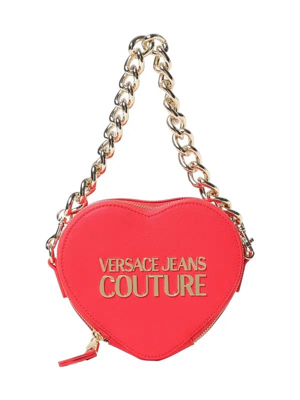 Versace Mini Saffiano Bag With Metallic Logo - Red
