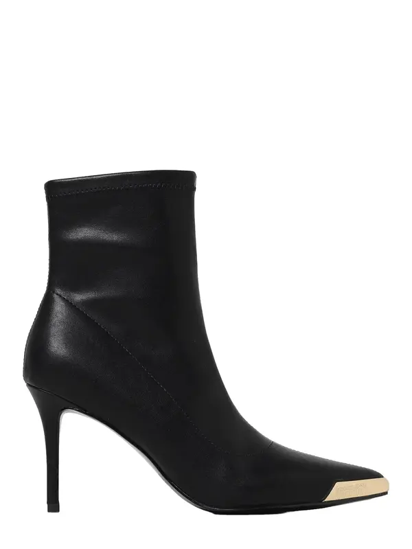 Versace Ankle Boots In Smooth Synthetic Leather - Black