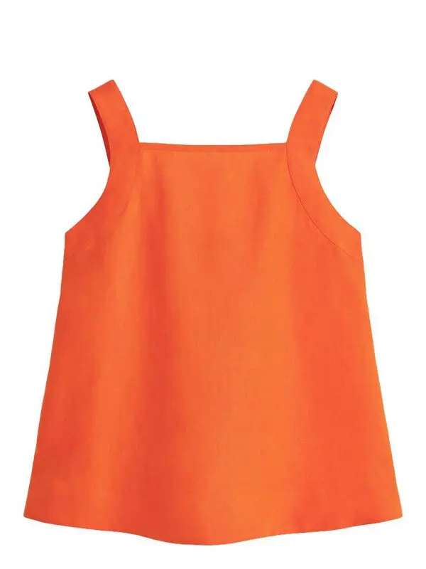 Cos Tie-back Linen Top - Orange