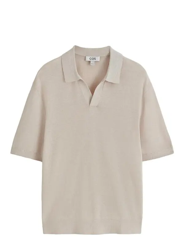 Cos Knitted Linen Polo Shirt - Beige