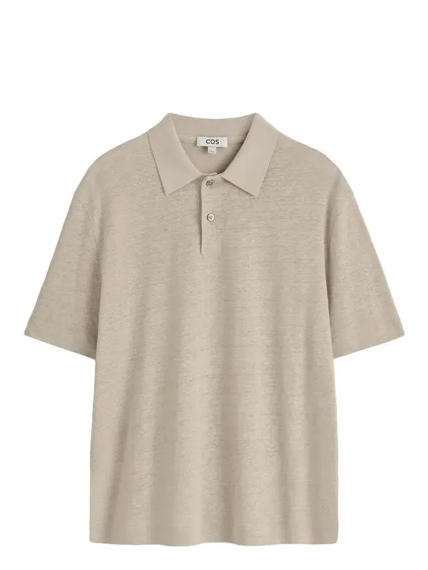 Cos Knitted Linen Polo Shirt - Beige