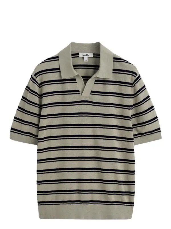 Cos Knitted Linen Polo Shirt - Beige