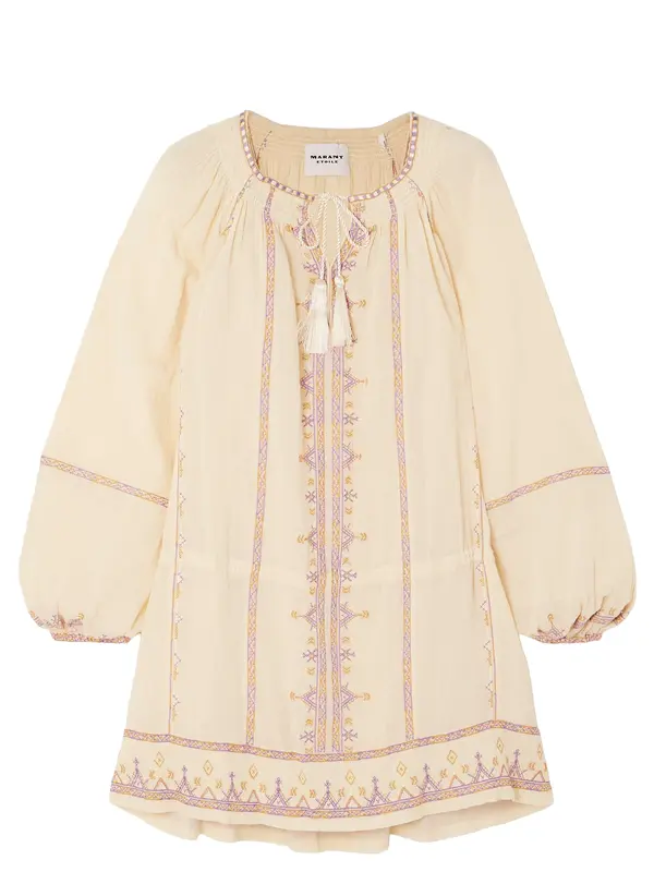 Isabel Marant Parsley Embroidered Mini Dress - Yellow