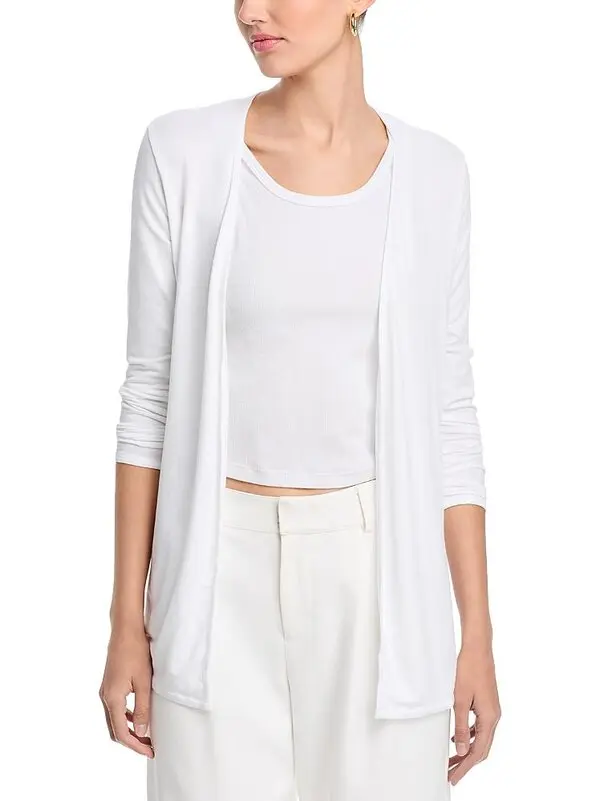 Majestic Filatures Long Sleeve Open Front Cardigan - Blanc