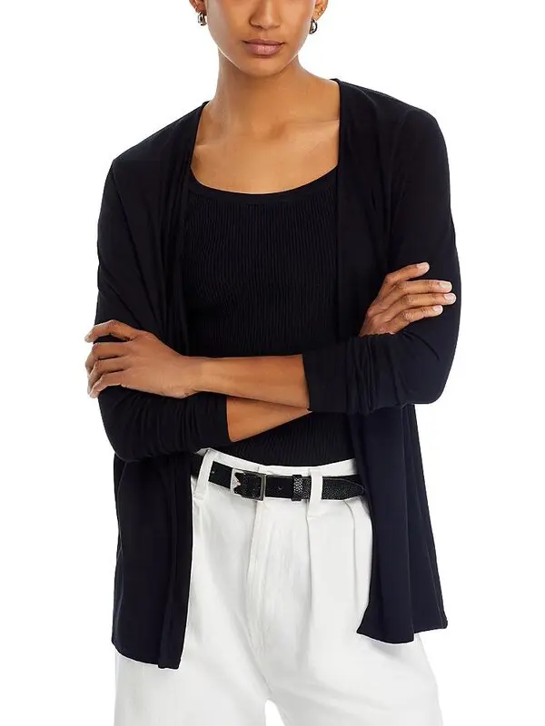 Majestic Filatures Long Sleeve Open Front Cardigan - Noir