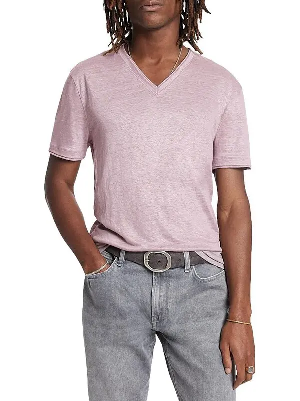 John Varvatos Wooster Slim Fit V Neck Tee - Smokey Amethyst