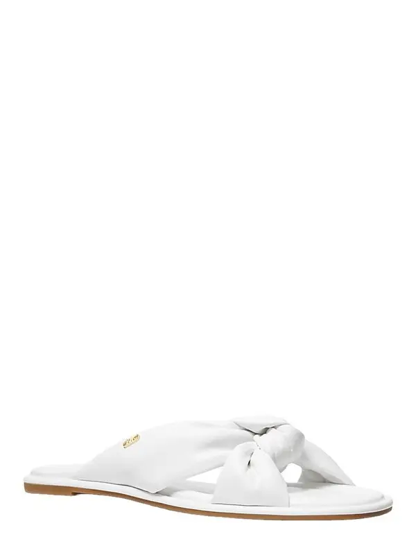 Michael Kors Elena Knotted Strap Slide Sandals - Optic White