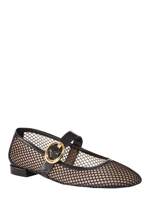 STUART WEITZMAN Arabella Mesh Mary Jane Ballet Flats - Black