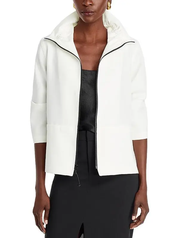 Caroline Rose Comfort Stretch Zip Jacket - White
