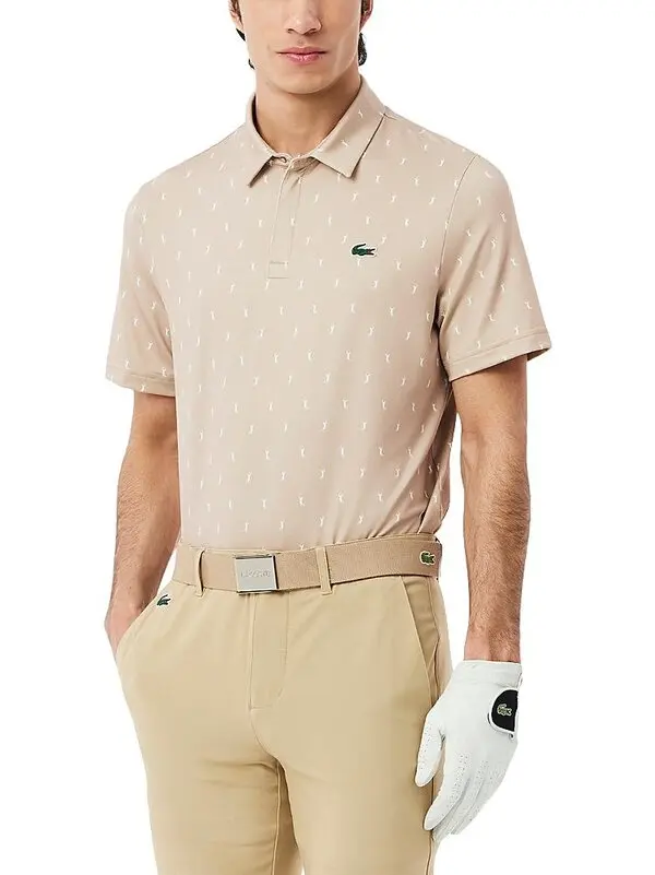 Lacoste Regular Fit Logo Golf Polo Shirt - Beige/ White