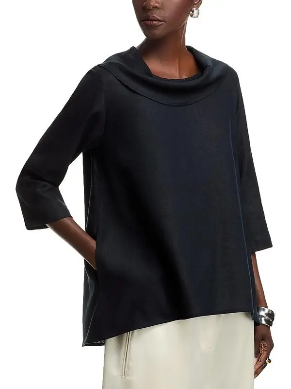 Caroline Rose Cowl Neck Tunic - Black