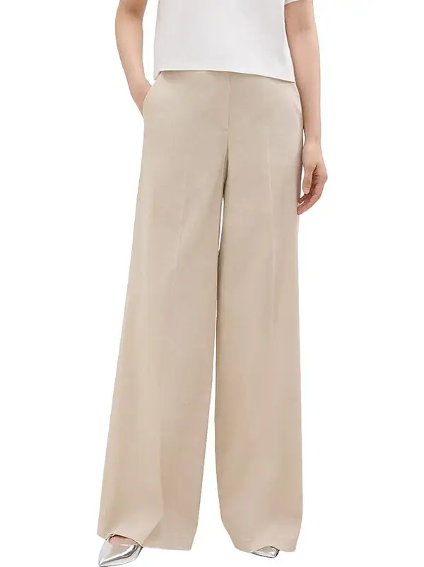 Theory High-waisted Wide-leg Trousers - Straw