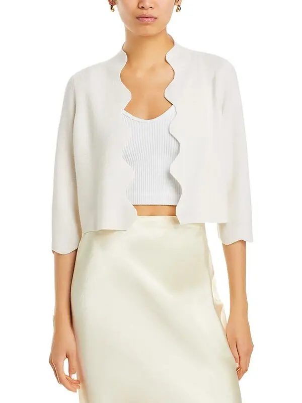 Bloomingdale'S C Exclusive Cashmere Scalloped Cardigan - Ivory