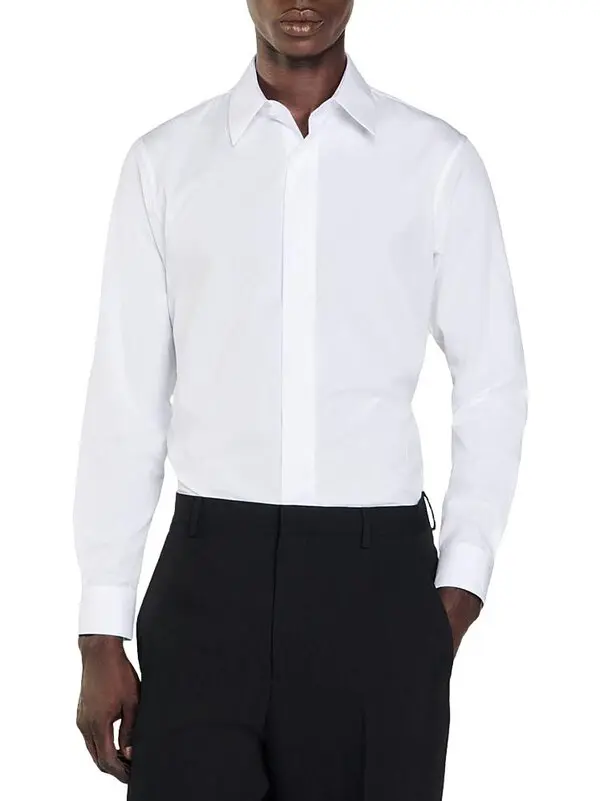 Sandro Chemise Regular Fit Long Sleeve Button Down Shirt - White