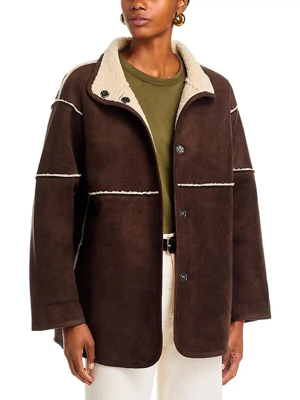 Velvet By Graham & Spencer Albany Reversible Faux Shearling Jacket - Espresso Brown