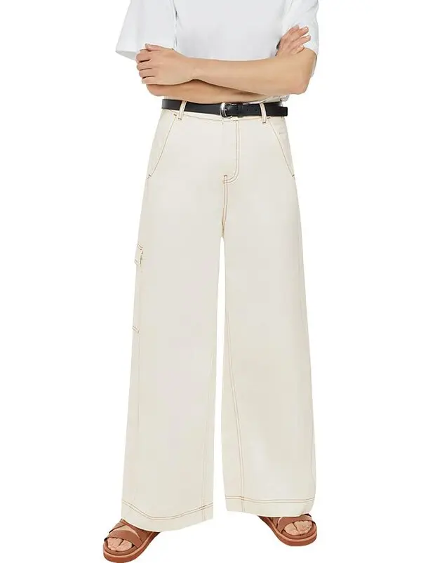 Whistles Wide Leg Cargo Jeans - White